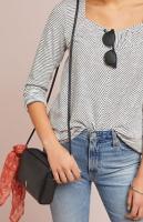 China Women Square Neck Long Sleeve Slim Blouse with Striped for sale