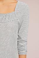 China Women Square Neck Long Sleeve Slim Blouse with Striped for sale