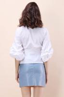China Fall Clothing Blouse Ladies Gingham Tops Women Wrap Top for sale