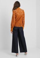 China 2019 Fall Apparel for Women New Arrival Lace Brown Long Sleeve Blouse Tops for sale