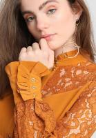 China 2019 Fall Apparel for Women New Arrival Lace Brown Long Sleeve Blouse Tops for sale