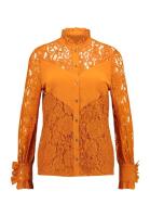 China 2019 Fall Apparel for Women New Arrival Lace Brown Long Sleeve Blouse Tops for sale