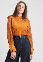 China 2019 Fall Apparel for Women New Arrival Lace Brown Long Sleeve Blouse Tops for sale