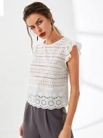 China Summer latest women white blouse styles with petal sleeve for sale