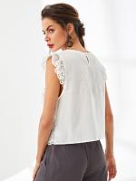 China Summer latest women white blouse styles with petal sleeve for sale