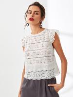 China Summer latest women white blouse styles with petal sleeve for sale