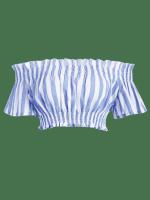 China Apparel Womens Striped Off Shoulder Cropped Top for sale