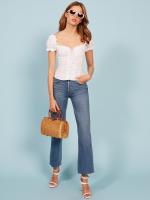 China Casual Trending Tops for Ladies Ruffle Tie Closure Women Tops Summer for sale