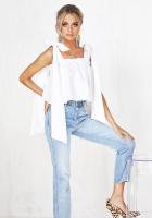 China Women Cotton White Color Ruffle Neckline Crop Bohemian Women for sale