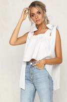 China Women Cotton White Color Ruffle Neckline Crop Bohemian Women for sale