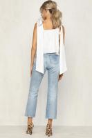 China Women Cotton White Color Ruffle Neckline Crop Bohemian Women for sale