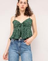 China Summer women spaghetti strap mini crop top with flower for sale