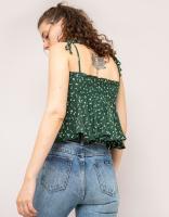 China Summer women spaghetti strap mini crop top with flower for sale