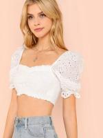 China Wholesale Western Boutique Clothing White Cotton Crop Smock Blouses For Women 2018 for sale
