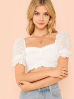China Wholesale Western Boutique Clothing White Cotton Crop Smock Blouses For Women 2018 for sale