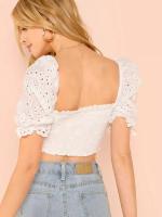 China Wholesale Western Boutique Clothing White Cotton Crop Smock Blouses For Women 2018 for sale