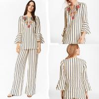 China 2018 New Design Mexican Floral-Embroidered Women Linen Tunic Tops for sale