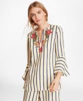 China 2018 New Design Mexican Floral-Embroidered Women Linen Tunic Tops for sale
