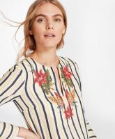 China 2018 New Design Mexican Floral-Embroidered Women Linen Tunic Tops for sale