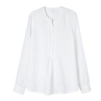 China Simple White Pure Muslimah Linen Blouse Women Ladies for sale