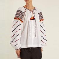 China OEM Design Ladies Breathable Vintage Clothing Linen Summer Blouse for Women for sale