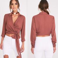 China Latest Fashion Ladies Wrap Blouse With Tie for sale