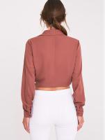 China Latest Fashion Ladies Wrap Blouse With Tie for sale