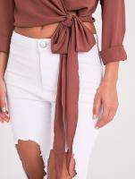China Latest Fashion Ladies Wrap Blouse With Tie for sale