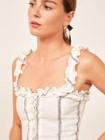China 2018 Summer Women Clothing Ruffled Straps Linen Boho Crop Top for sale