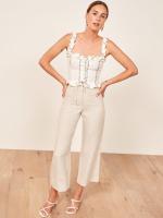 China 2018 Summer Women Clothing Ruffled Straps Linen Boho Crop Top for sale