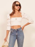 China Womens Boho Clothing Linen Smocking Blouses For Women for sale