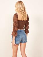 China Womens Boho Clothing Linen Smocking Blouses For Women for sale