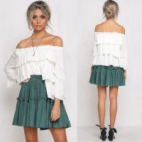 China Womens Tops Blouses 2018 Off Shoulder Ruffle Top In White for sale