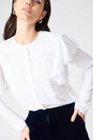 China New Fashionable Women Formal White Frill Blouse Women for sale