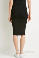 China Stretch Knit Pencil Skirt Plain Black Body con Skirt For Women for sale