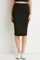 China Stretch Knit Pencil Skirt Plain Black Body con Skirt For Women for sale