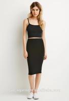China Stretch Knit Pencil Skirt Plain Black Body con Skirt For Women for sale