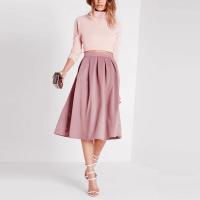 China High waist pleated pink 3/4 umbrella skirt for sale