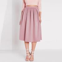 China High waist pleated pink 3/4 umbrella skirt for sale