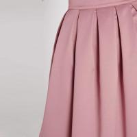 China High waist pleated pink 3/4 umbrella skirt for sale