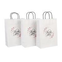 China Gift Kraft Paper Tote Bags With Handles Personalised White for sale
