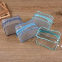 China Large Double Zipper Cosmetic Bag Pouches Clear Holographic Laser PVC TPU Lady Traveling for sale