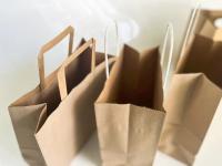 China Custom Eco Brown Paper Gift Tote Bag Retail Flower Window Birthday Shopping for sale