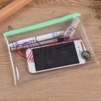 China Small Clear Pencil Pouch Case Zipper Transparent Pen Pouch With Ball Chain Cosmetic for sale