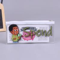 China Diy Flat PVC Pencil Pouch Envelope File Bill Document Pencil Case With Tag Pocket Slider for sale