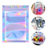 China Zipper Holographic Pvc Bag Travel Food Transparent  Mylar Packaging for sale