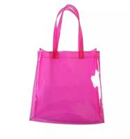 China Hot Stamping Clear PVC Tote Bag Blue Black Clear Plastic Shopping Tote for sale