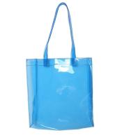 China Hot Stamping Clear PVC Tote Bag Blue Black Clear Plastic Shopping Tote for sale