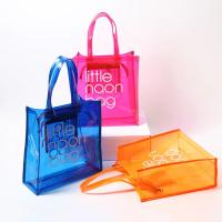China Yellow Clear PVC Tote Bag Transparent Clear Plastic Totes With Handles for sale