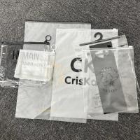 China Custom Logo  Frosted Matte Pvc zipper Bags Clear Pouch Cosmetic Clothing Packaging for sale